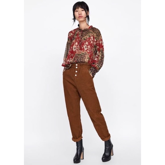 Zara | Tops | Nwt Zara Paisley Floral Sheer Patchwork Blouse Tunic Top ...